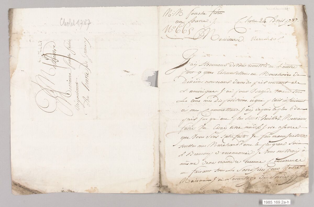 Letter with textile samples - French - The Metropolitan Museum of Art