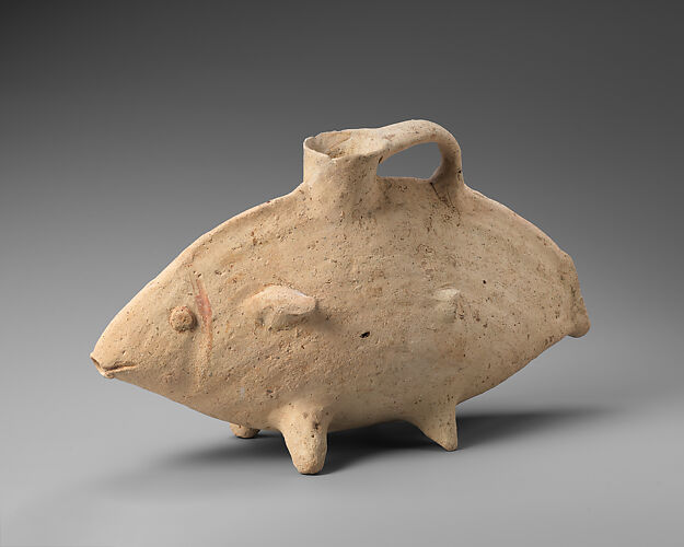 Terracotta zoomorphic askos (vessel) with antlers | Cypriot | Middle ...