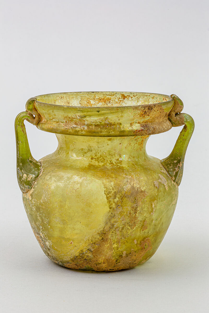 Glass jar with two handles | Roman | Late Imperial | The Metropolitan ...