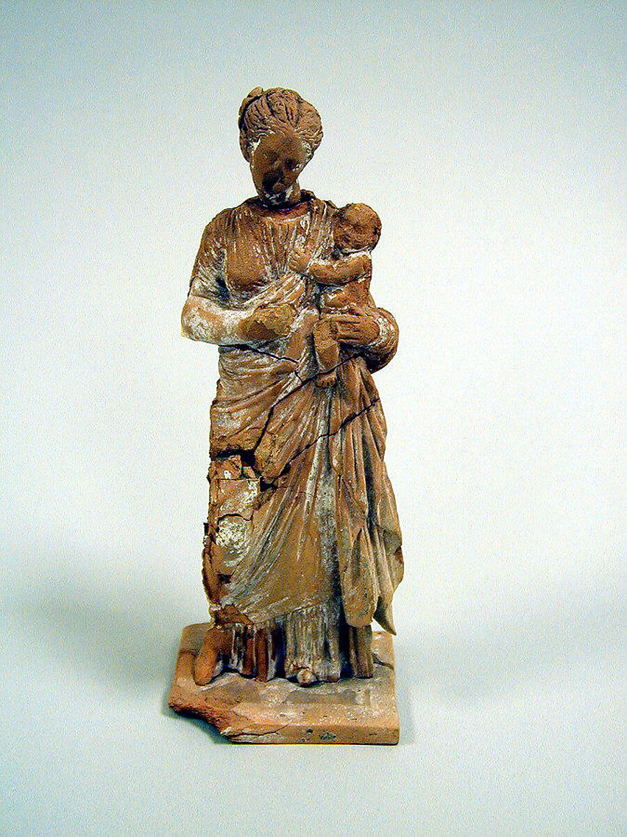 Statuette of a woman with infant - Greek, Boeotian - Hellenistic - The ...