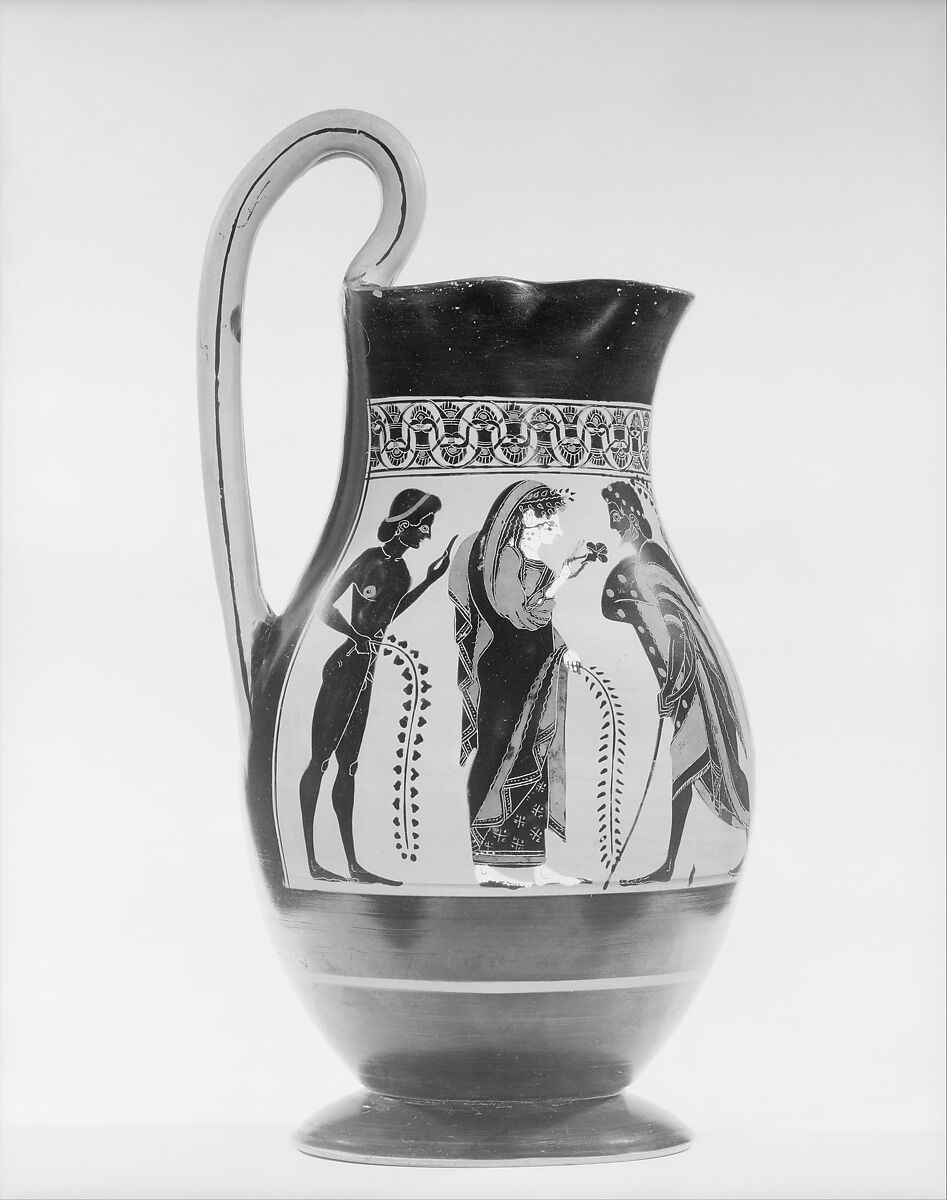Attributed to the Amasis Painter | Terracotta olpe (jug) | Greek, Attic ...