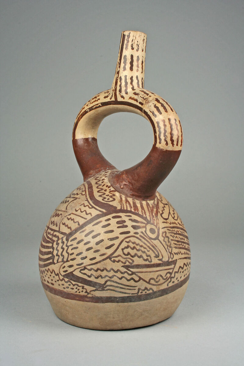 Stirrup spout bottle with hawk - Moche - The Metropolitan Museum of Art
