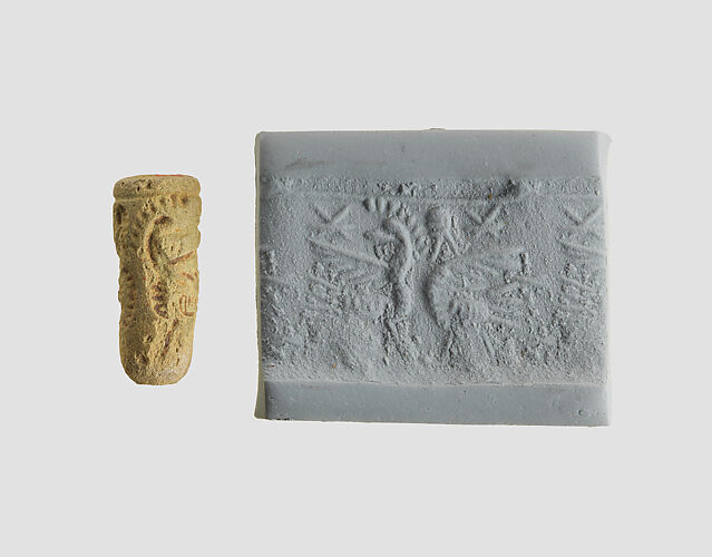 Cylinder seal with animal and divine symbols | Elamite | Neo-Elamite ...