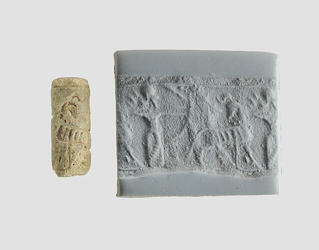 Cylinder seal with animal and divine symbols | Elamite | Neo-Elamite ...