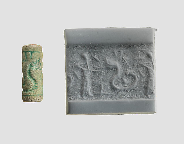 Cylinder seal with animal and divine symbols | Elamite | Neo-Elamite ...