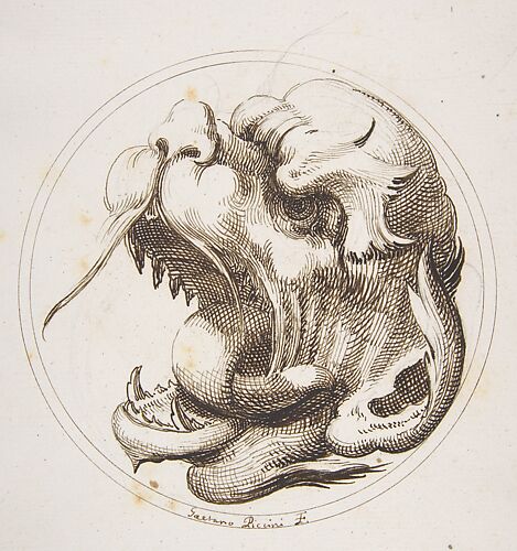 Gaetano Piccini | Grotesque Head With a Bulging Forehead Looking to the ...