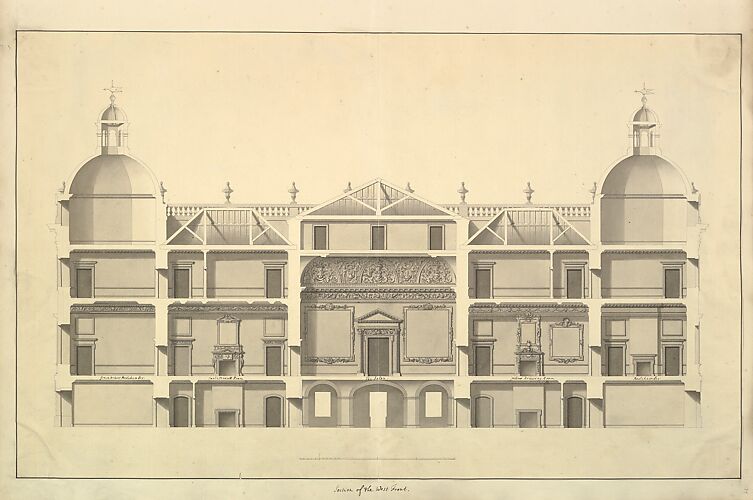 Isaac Ware | Chimney to the Library, Houghton Hall, Norfolk, Elevation ...