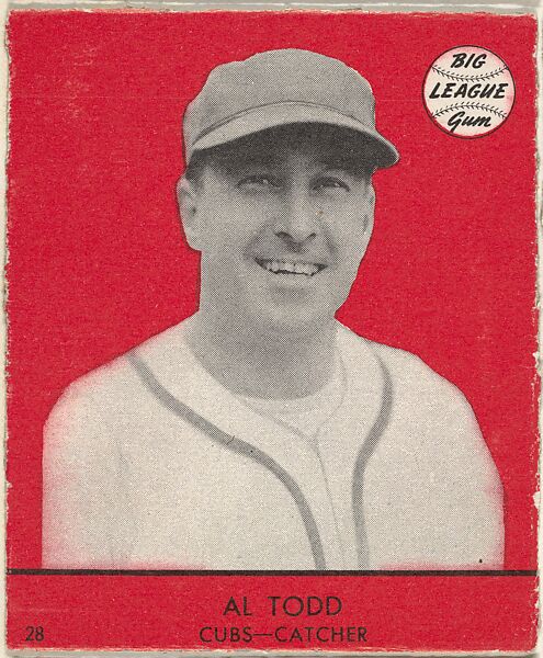 Goudey Gum Company | Al Todd, Cubs, Catcher (Card #28, Red) | The ...