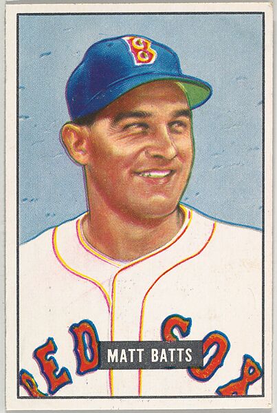 Issued by Bowman Gum Company | Matt Batts, Catcher, Boston Red Sox ...