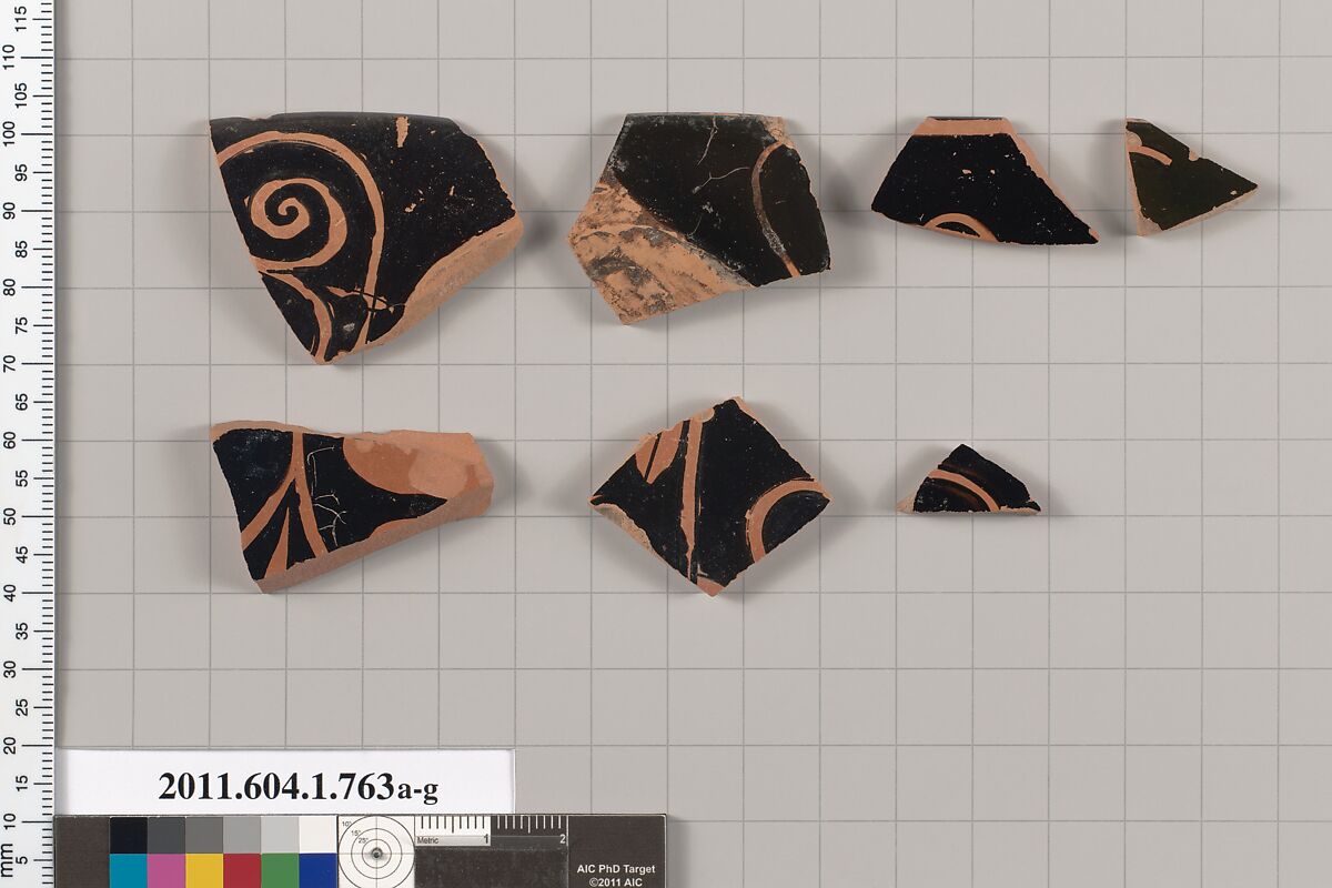Terracotta rim fragments of kylikes (drinking cups) - Greek, Attic ...