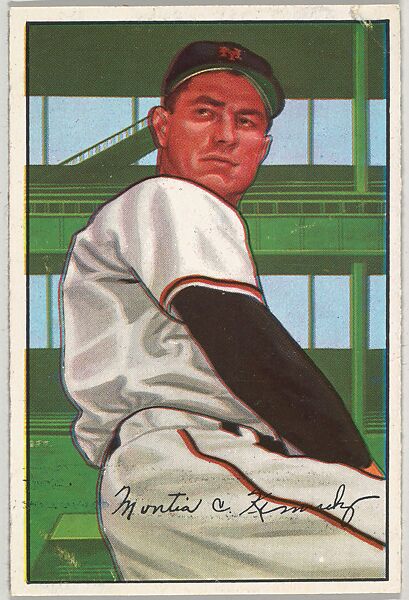 Issued by Bowman Gum Company | Monte Kennedy, Pitcher, New York Giants ...