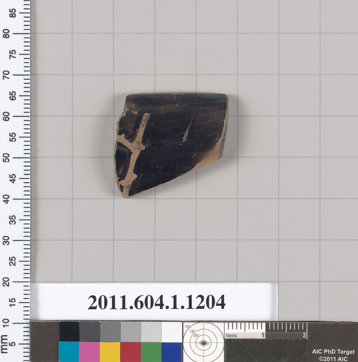 Terracotta rim fragment of a kylix (drinking cup) - Greek, Attic - Late ...