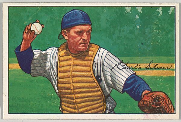 Issued by Bowman Gum Company | Charlie Silvera, Catcher, New York ...