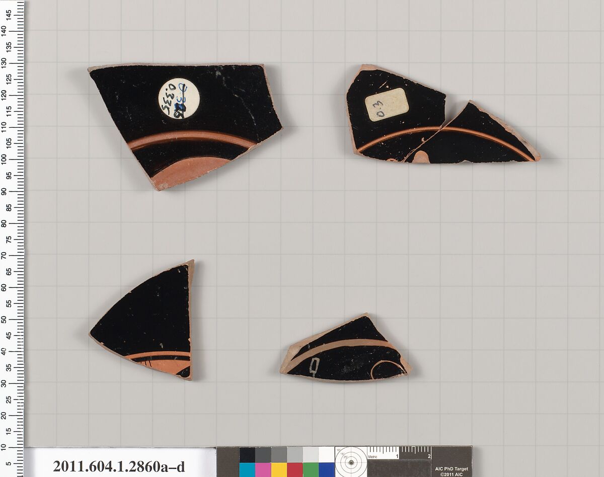 Terracotta fragments of kylikes (drinking cups) - Greek, Attic ...