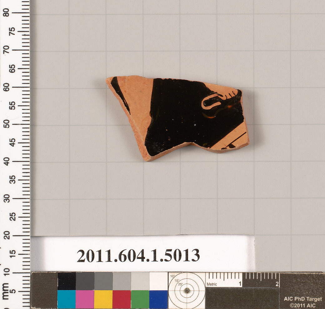 Terracotta fragment of a kylix (drinking cup) - Greek, Attic - Archaic ...