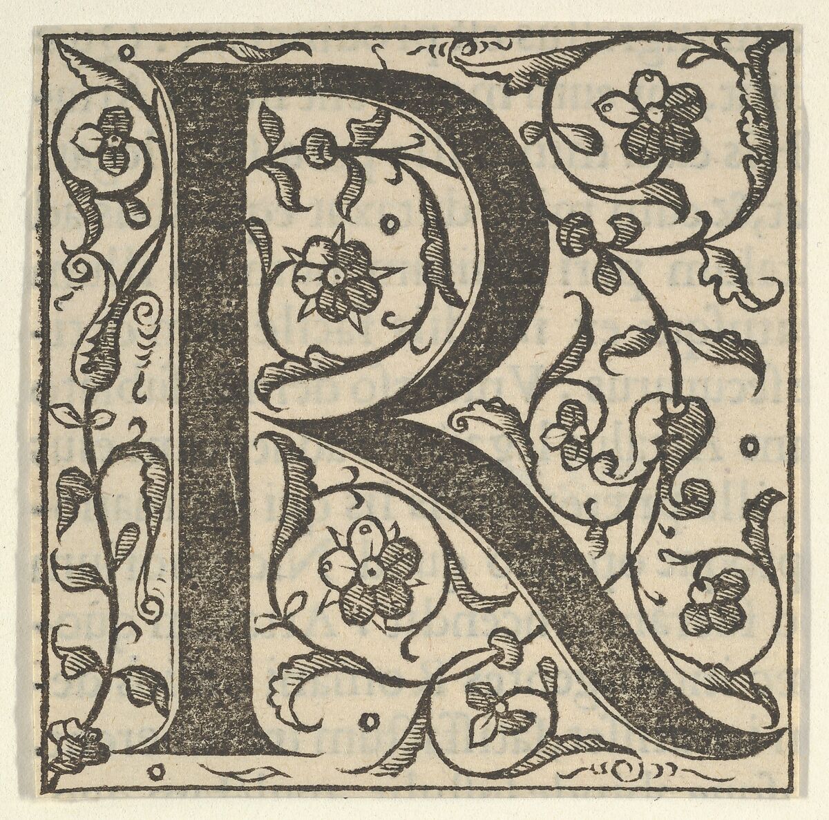 Initial letter R with garlands - The Metropolitan Museum of Art