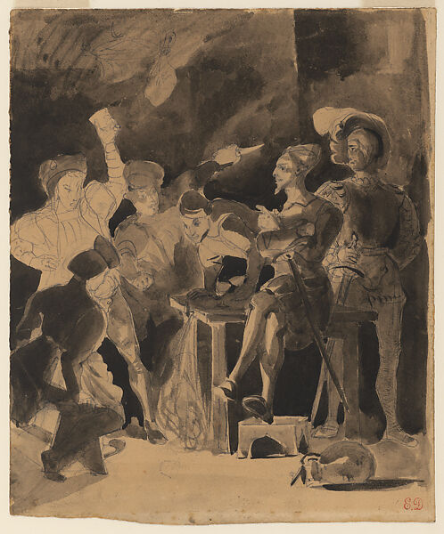 Eugène Delacroix - Faust and Mephistopheles in the Tavern (Study for ...