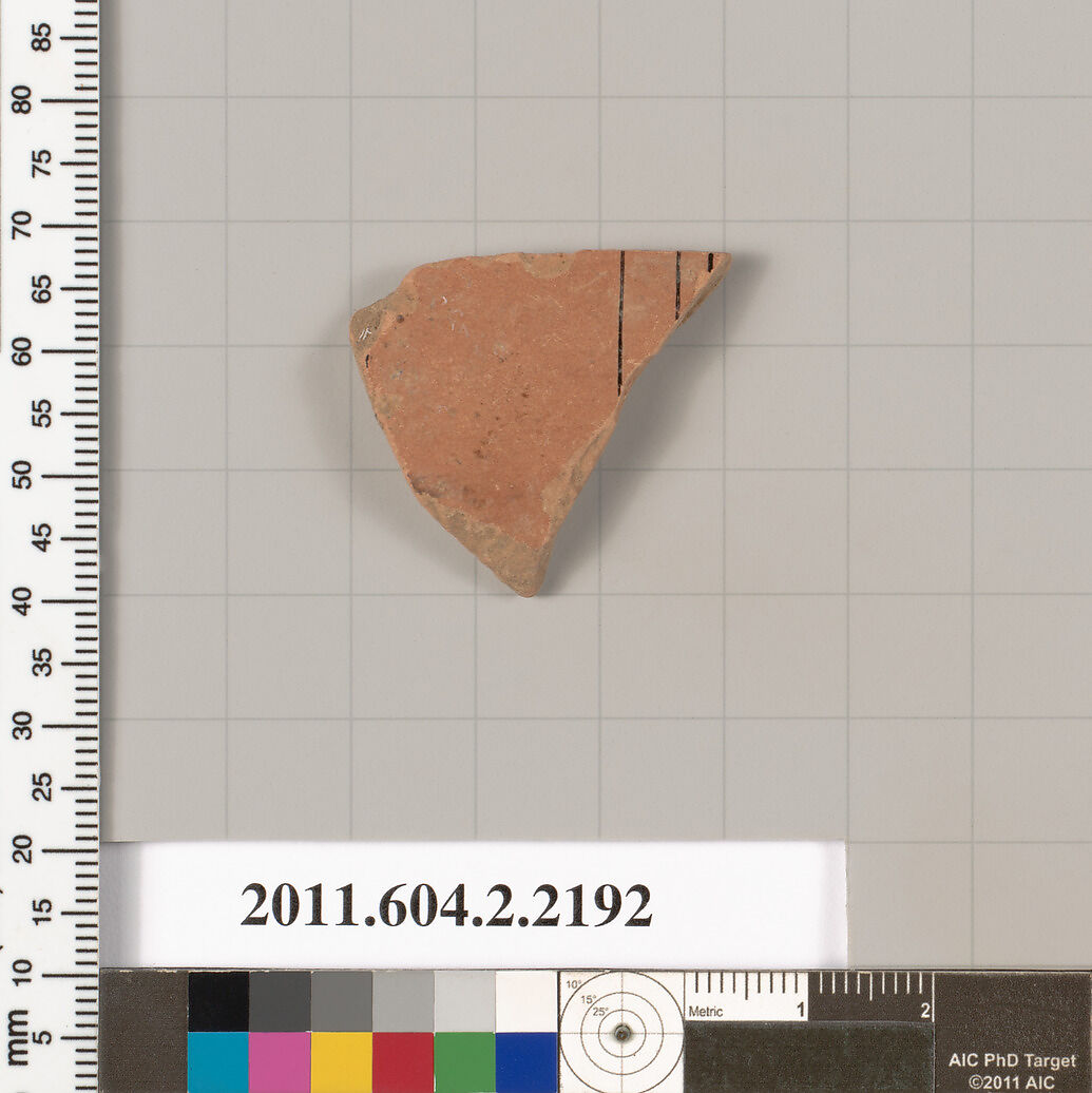 Terracotta fragment of a pot; unglazed on the inside - Greek, Attic ...