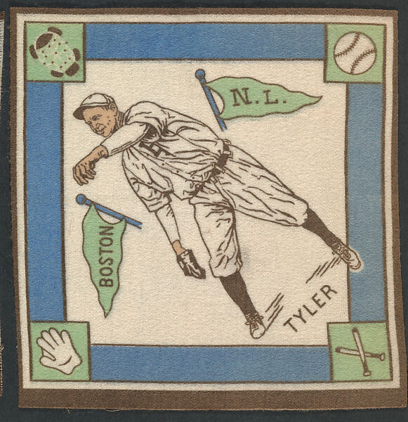 Lefty Tyler, Boston, National League from Baseball Players Felt Blanket ...