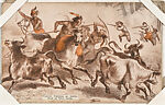 Pioneers Fighting an Indian Raid from Indians and Western Historical ...