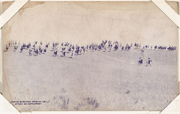 Indian warriors forming an attack on settlement from Indians and ...