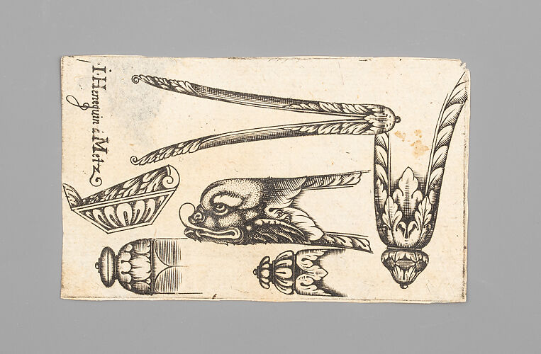 Signed by Jean Henequin - Etching of Firearm Ornament - French, Metz ...